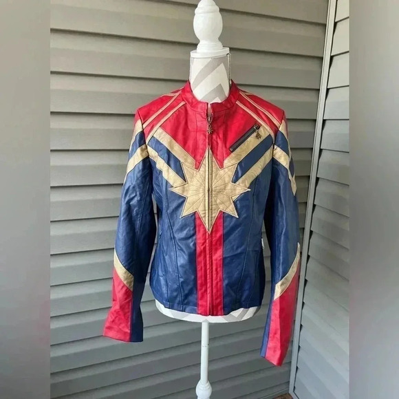 Marvel | Jackets & Coats | Nwt Captain Marvel Faux Leather Jacket ...